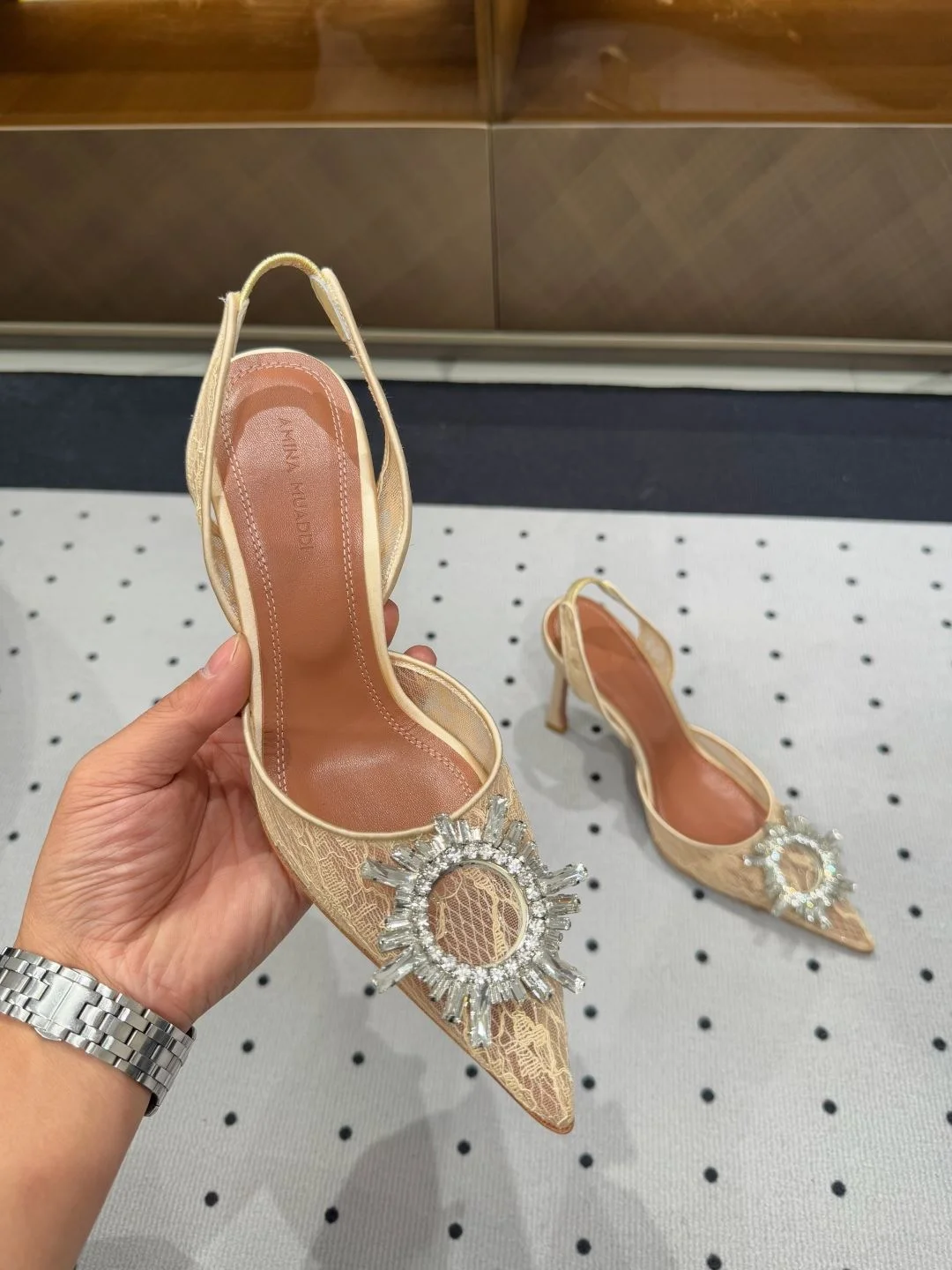 Brand-authenticated Amina Muaddi Sandals