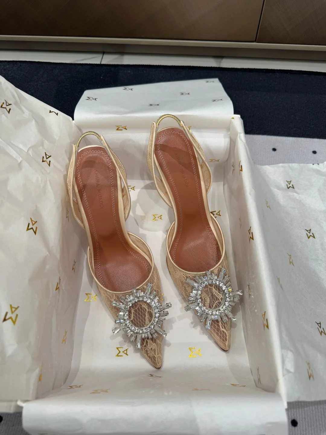 Brand-authenticated Amina Muaddi Sandals