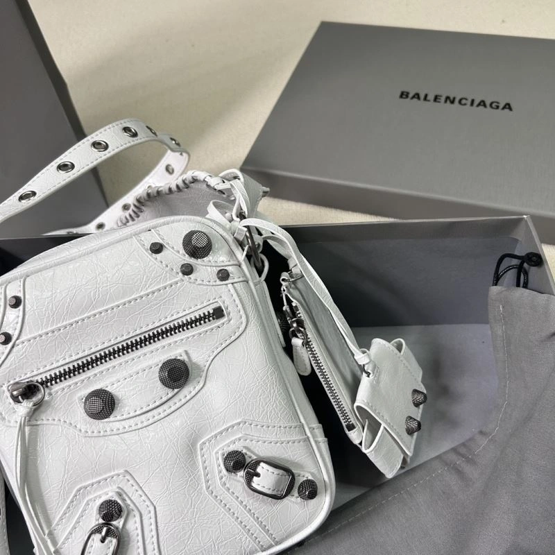 Affordable Balencia Le Cagole Vintage Motorcycle Phone Bag - White Crossbody Bag