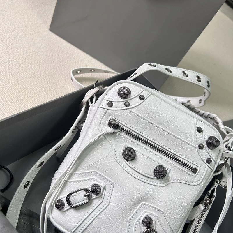 Affordable Balencia Le Cagole Vintage Motorcycle Phone Bag - White Crossbody Bag