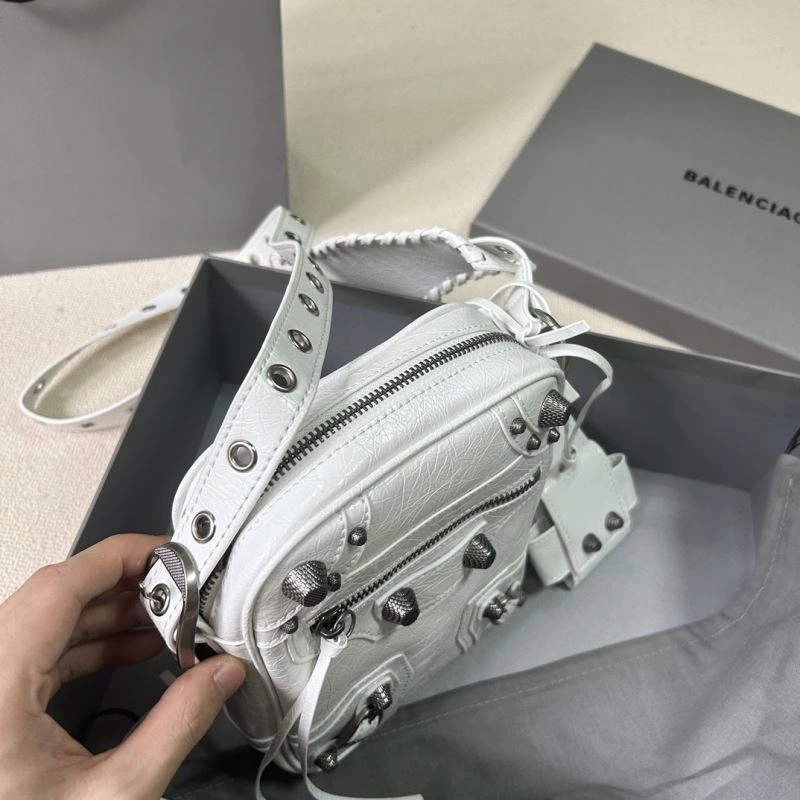 Affordable Balencia Le Cagole Vintage Motorcycle Phone Bag - White Crossbody Bag