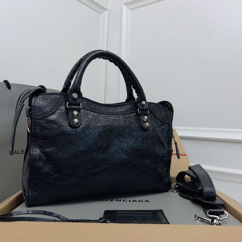 Inexpensive Balenciaga  Classic Gold City Cracked Lambskin Bag with Pineapple Studs