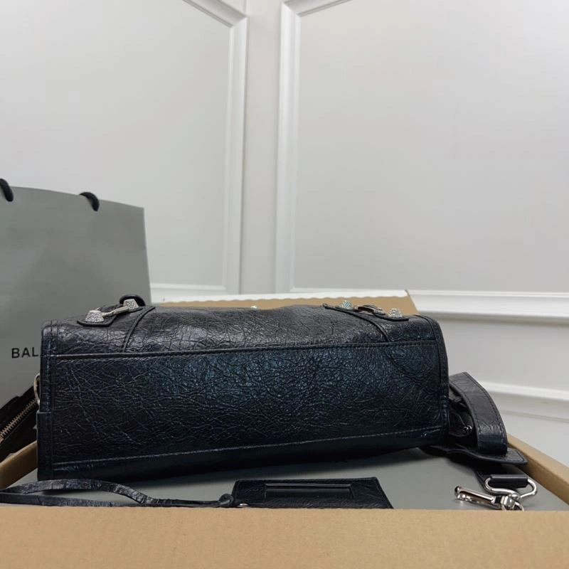 Inexpensive Balenciaga  Classic Gold City Cracked Lambskin Bag with Pineapple Studs