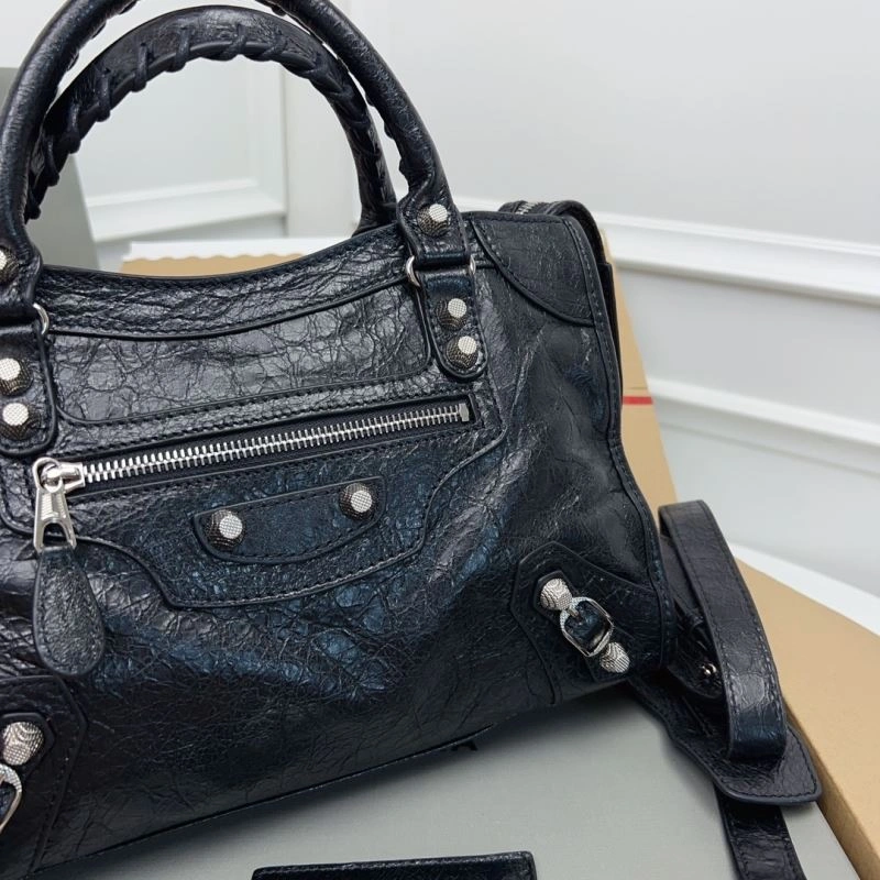 Inexpensive Balenciaga  Classic Gold City Cracked Lambskin Bag with Pineapple Studs