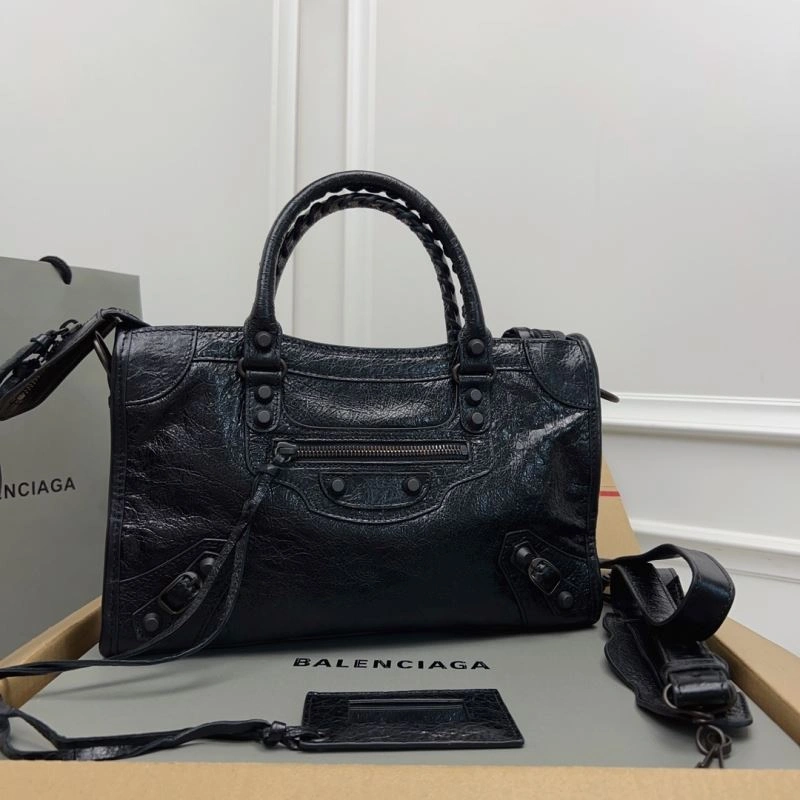 Balenciaga  Classic Gold City Cracked Sheepskin Bag with Bronze Accents