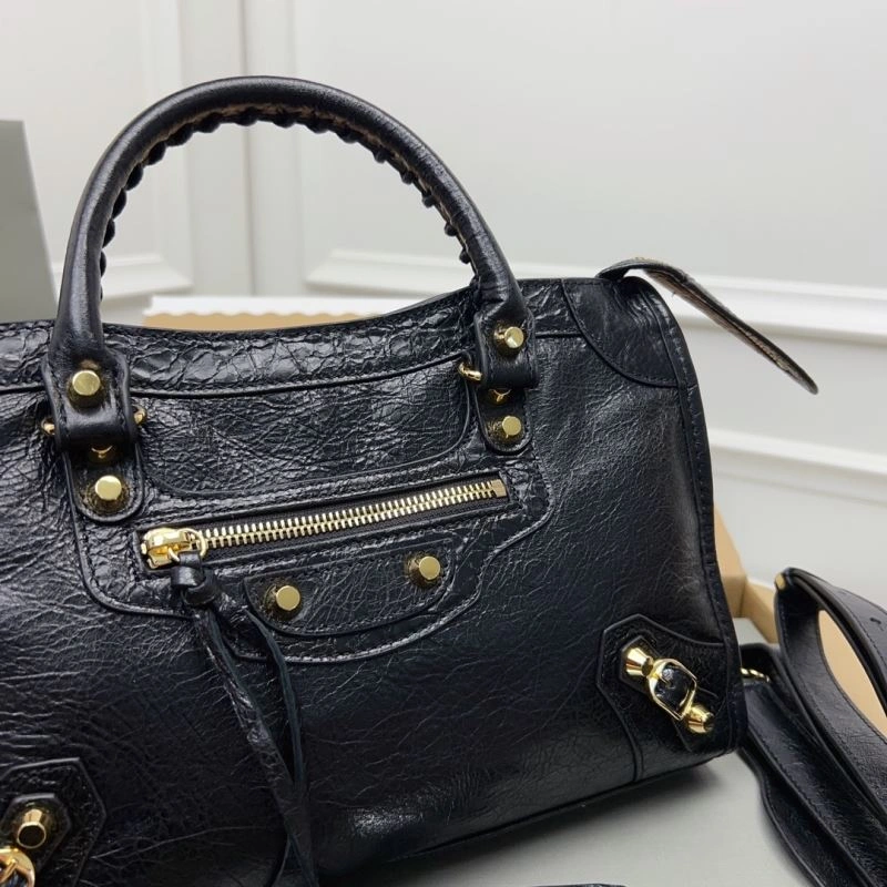Economical Balenciaga  Classic Gold City S D.Pink Cracked Leather Bag - Italian Luxury