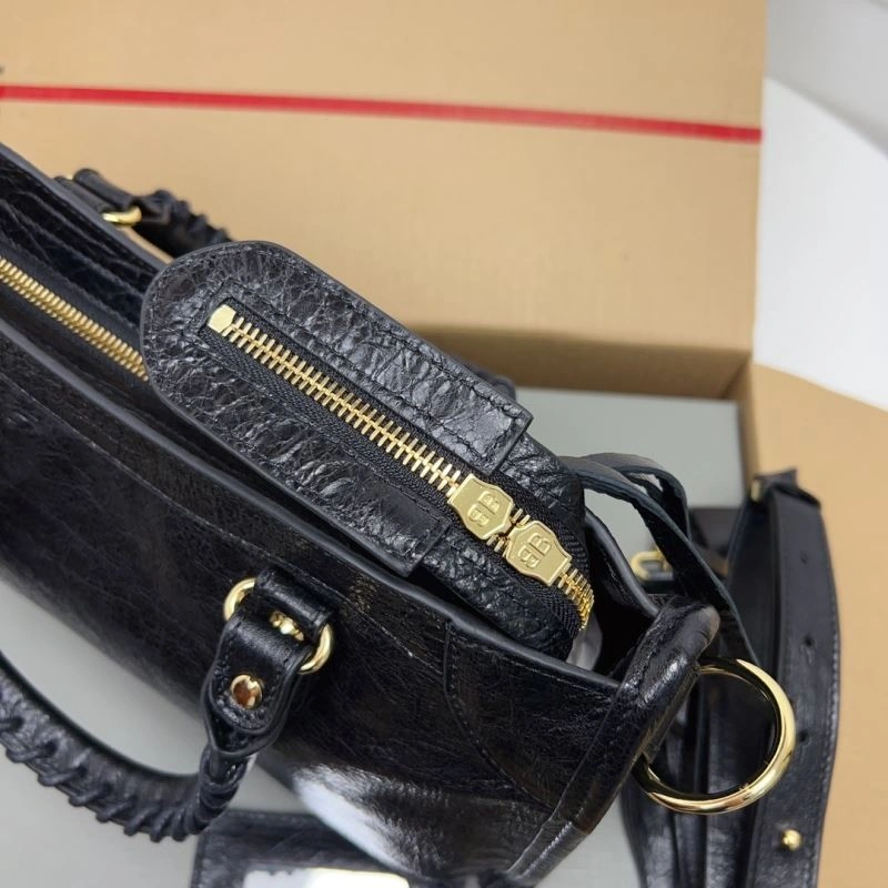Economical Balenciaga  Classic Gold City S D.Pink Cracked Leather Bag - Italian Luxury