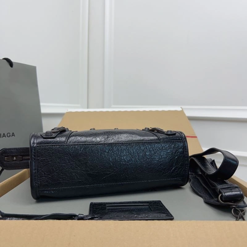 Brand-authenticated Balenciaga  Classic Gold Mini City Cracked Lambskin Crossbody Bag