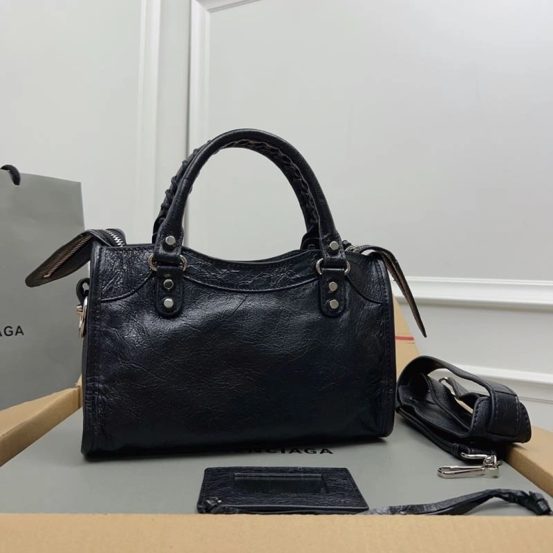 Balenciaga  Classic Gold Mini City Cracked Lambskin Crossbody Bag