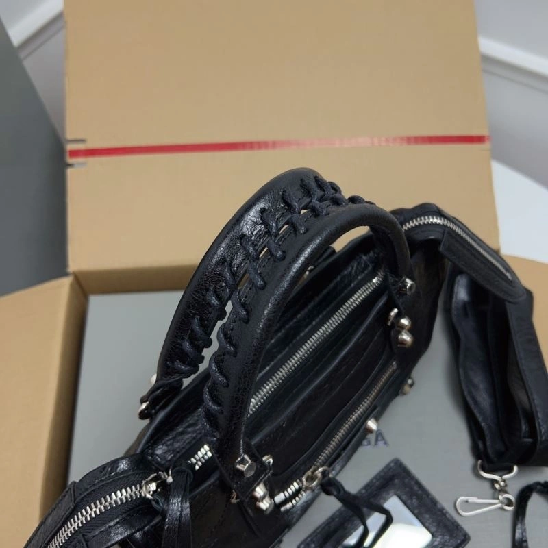 Inexpensive Balenciaga  Classic Gold Mini City Cracked Lambskin Crossbody Bag