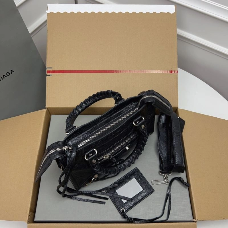 Inexpensive Balenciaga  Classic Gold Mini City Cracked Lambskin Crossbody Bag