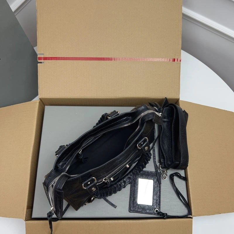 Inexpensive Balenciaga  Classic Gold Mini City Cracked Lambskin Crossbody Bag