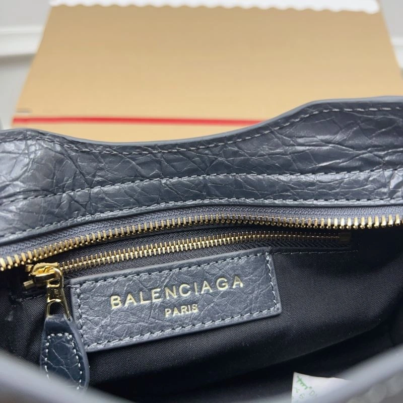 Cut-rate Balenciaga  Exclusive Deep Gray Cracked Lambskin Mini City Bag with Gold Accents