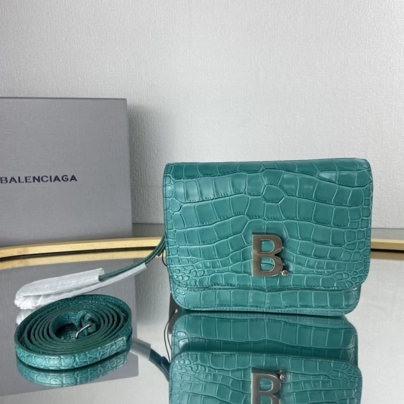 Balenciaga  Lake Water Blue Crocodile Pattern Crossbody Bag