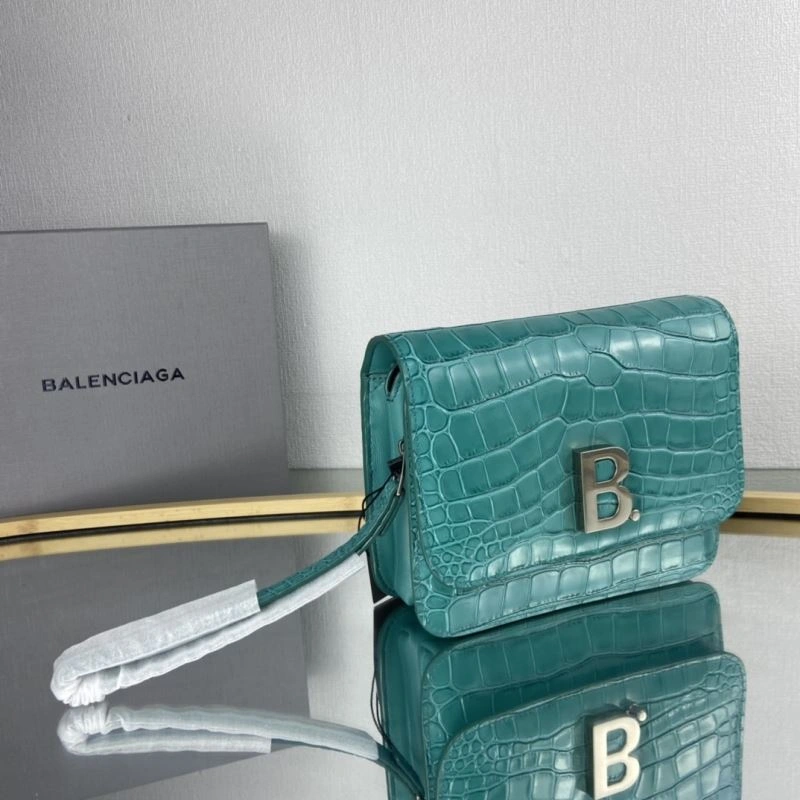 Mirror quality Balenciaga  Lake Water Blue Crocodile Pattern Crossbody Bag
