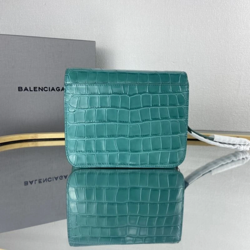 Mirror quality Balenciaga  Lake Water Blue Crocodile Pattern Crossbody Bag