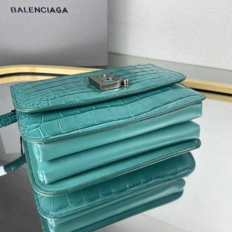 Mirror quality Balenciaga  Lake Water Blue Crocodile Pattern Crossbody Bag