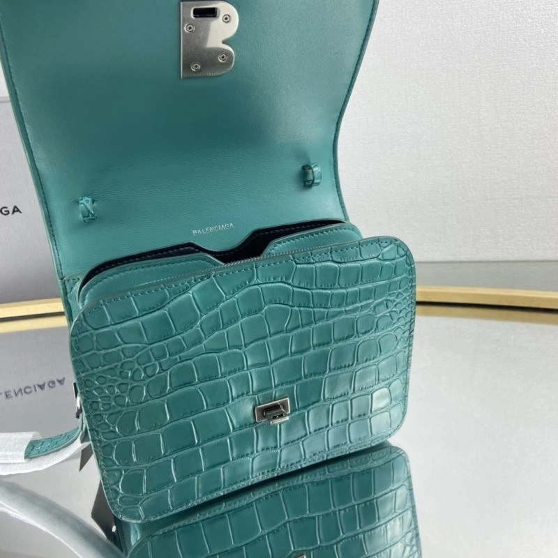 Mirror quality Balenciaga  Lake Water Blue Crocodile Pattern Crossbody Bag