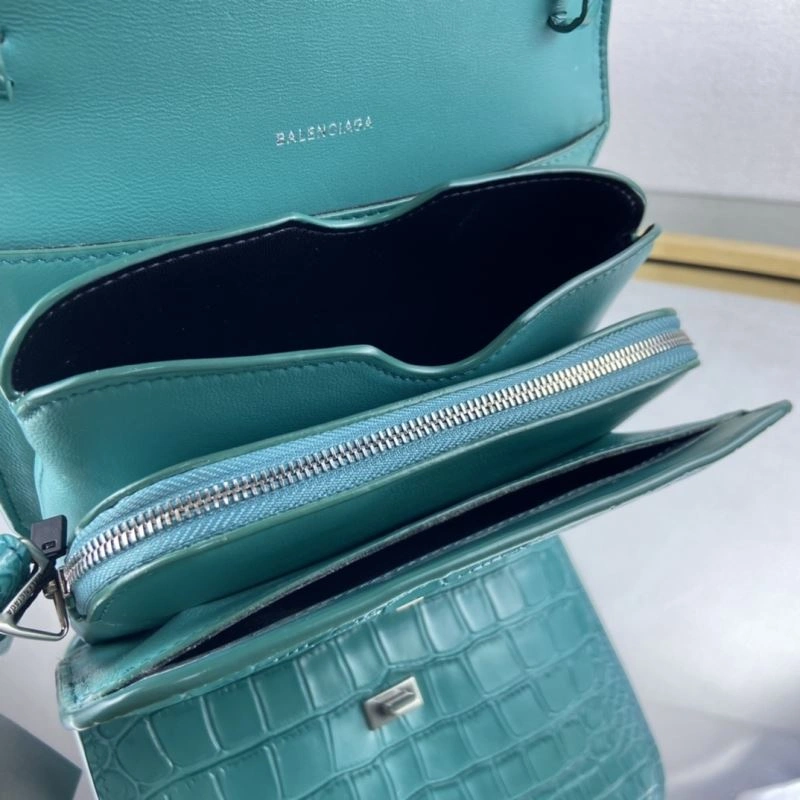 Mirror quality Balenciaga  Lake Water Blue Crocodile Pattern Crossbody Bag