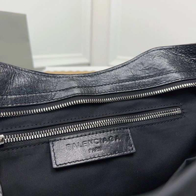 Affordable Balenciaga  Luxury Cracked Lambskin Black Tote with Pineapple Silver Studs