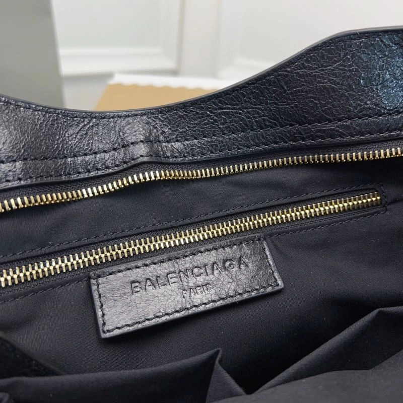 Original Balenciaga  Premium Cracked Lambskin Black Tote with Pineapple Gold Studs