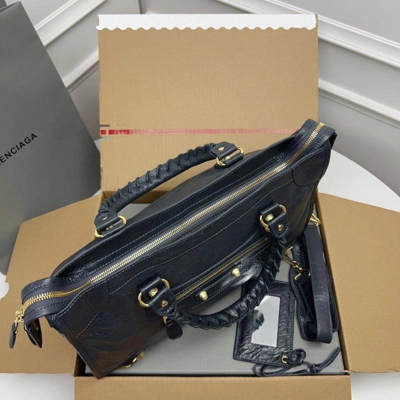 Cut-rate Balenciaga  Premium Cracked Sheepskin Bag with Pineapple Gold Studs