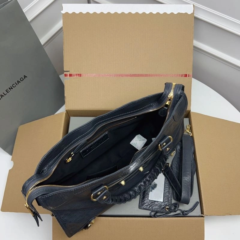 Cut-rate Balenciaga  Premium Cracked Sheepskin Bag with Pineapple Gold Studs