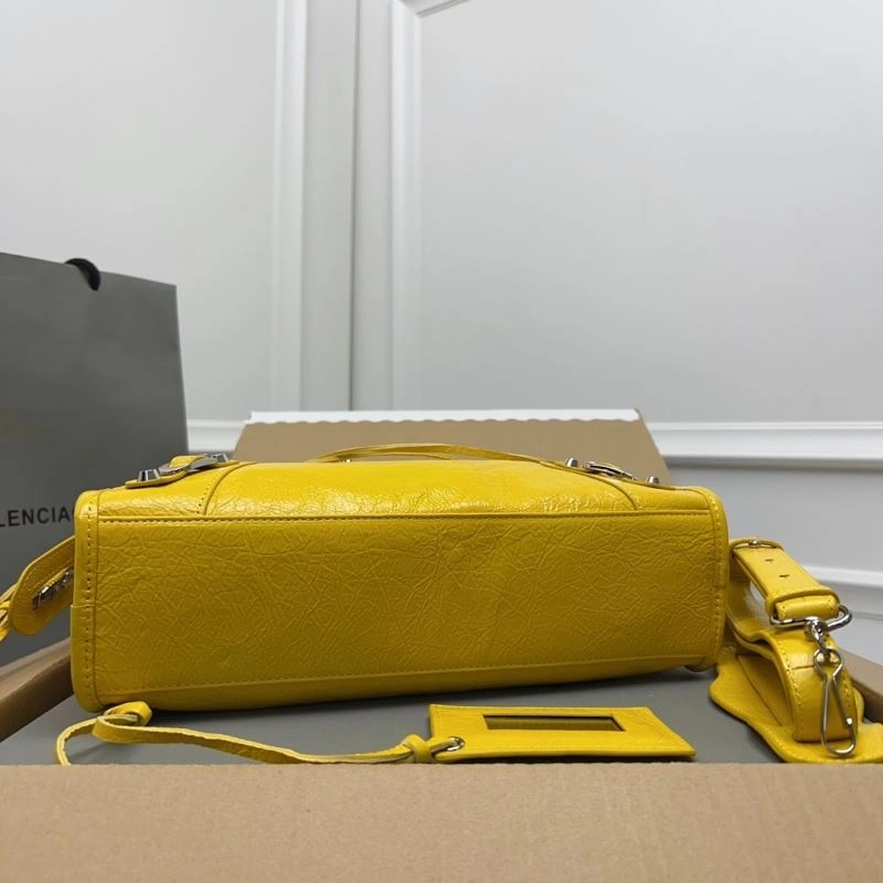 Value-priced Balenciaga  Yellow Crackle Lambskin Classic Gold City Bag - D.Pink