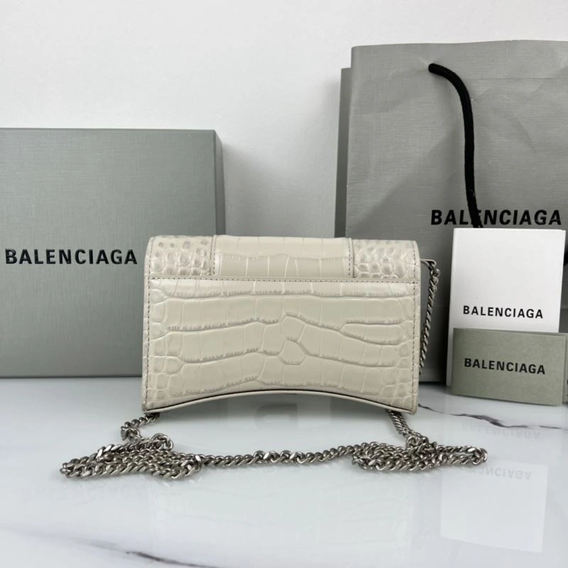 Balenciaga 19cm Hourglass Chain Crossbody Bag with B-Shaped Pull Tab