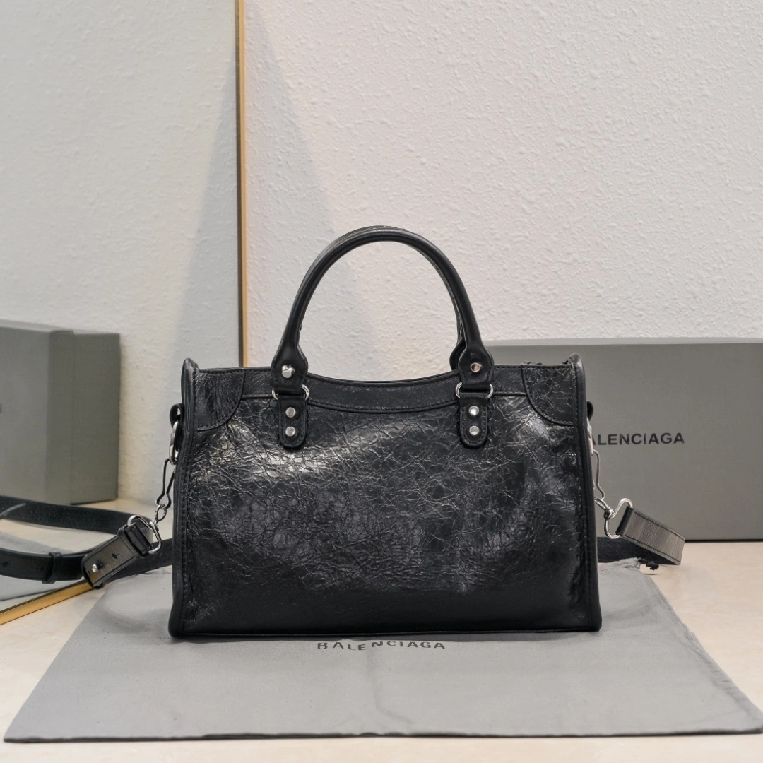 Real Balenciaga 2024 City Motorcycle Bag - Vintage Chic Redefined
