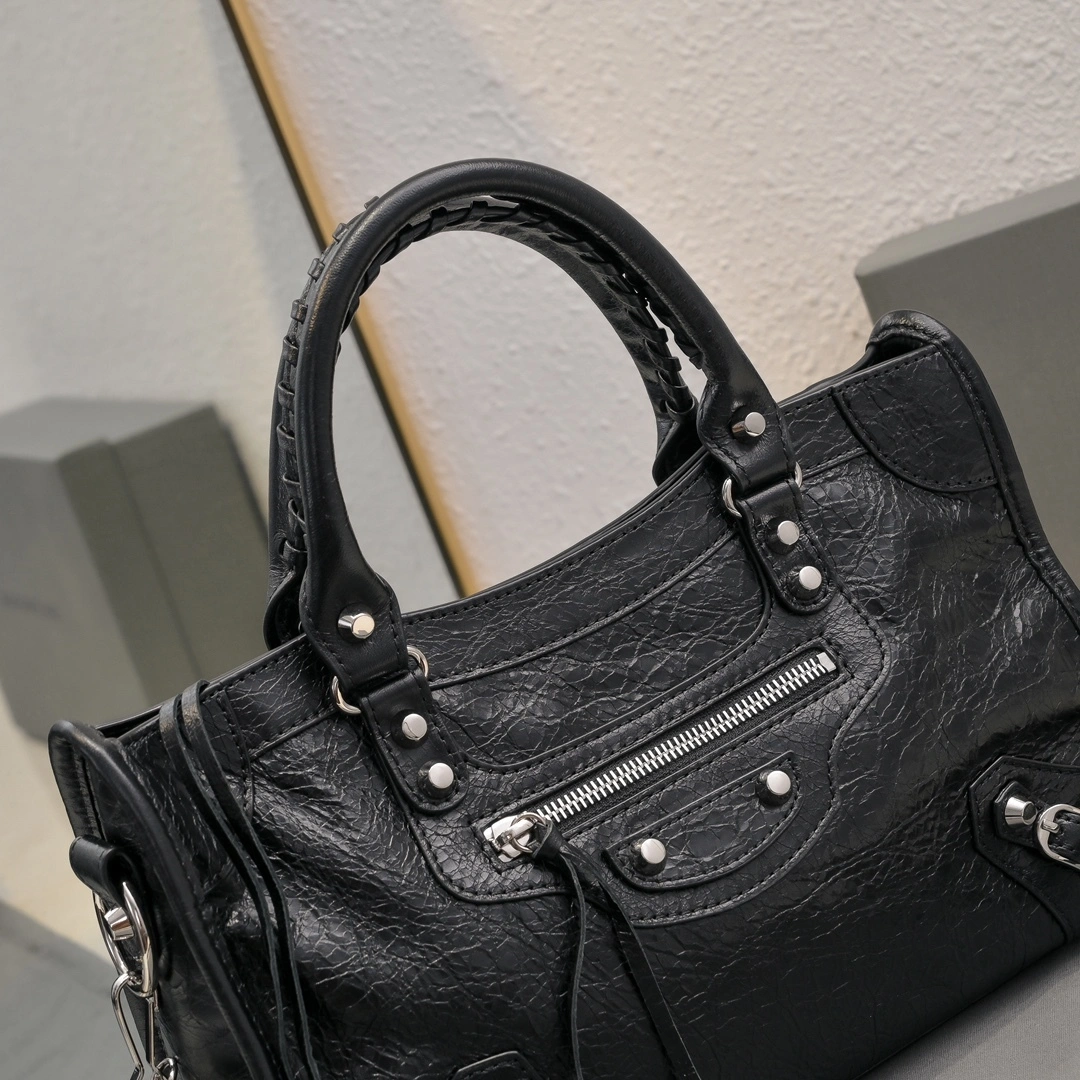 Real Balenciaga 2024 City Motorcycle Bag - Vintage Chic Redefined