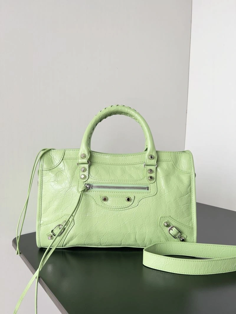 Balenciaga 2024 Le City S Minimalist Studded Handbag in Green