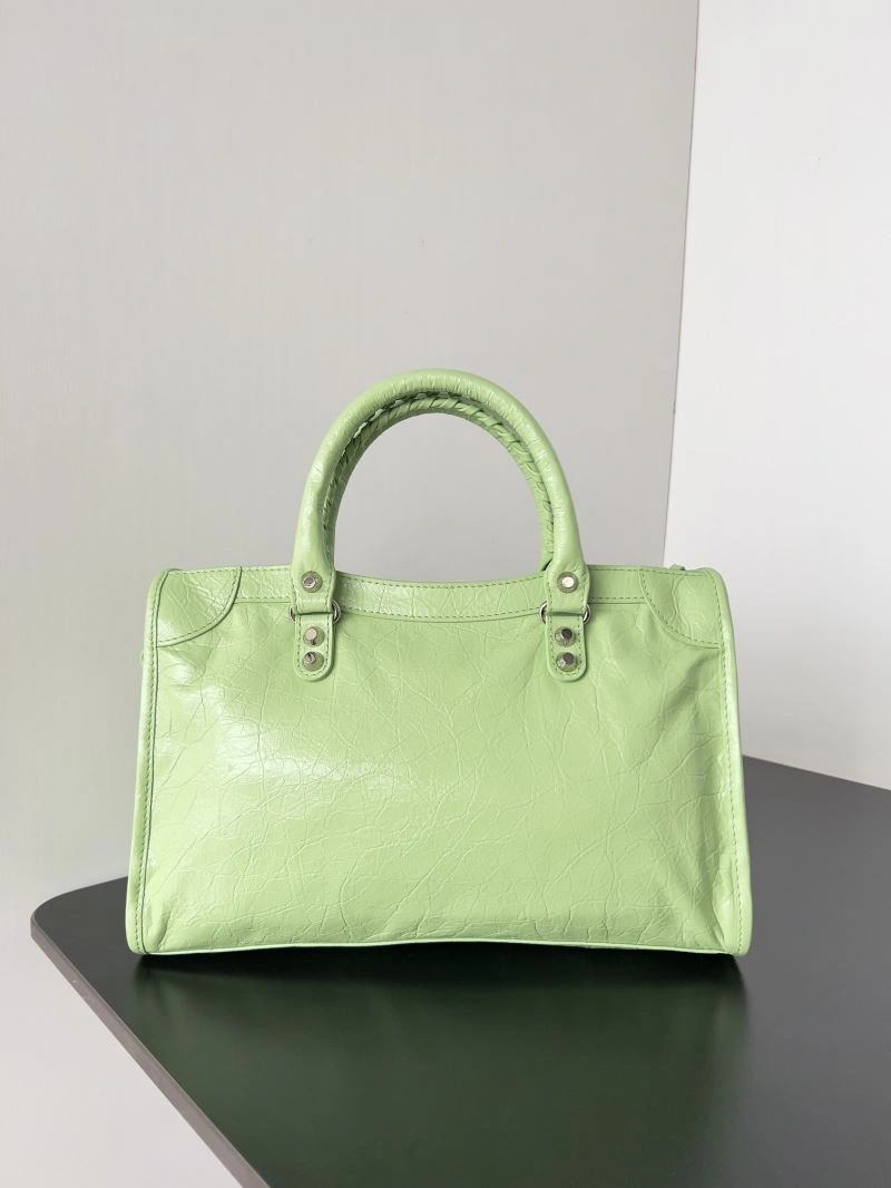 Genuine Balenciaga 2024 Le City S Minimalist Studded Handbag in Green