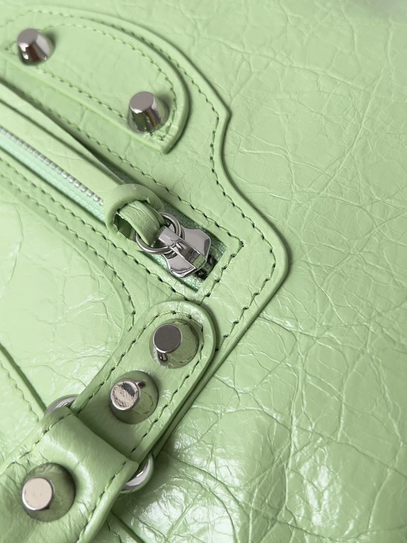 Genuine Balenciaga 2024 Le City S Minimalist Studded Handbag in Green