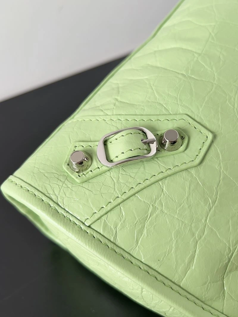 Genuine Balenciaga 2024 Le City S Minimalist Studded Handbag in Green