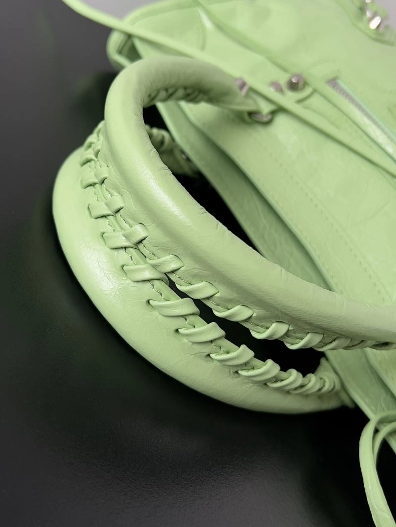 Genuine Balenciaga 2024 Le City S Minimalist Studded Handbag in Green