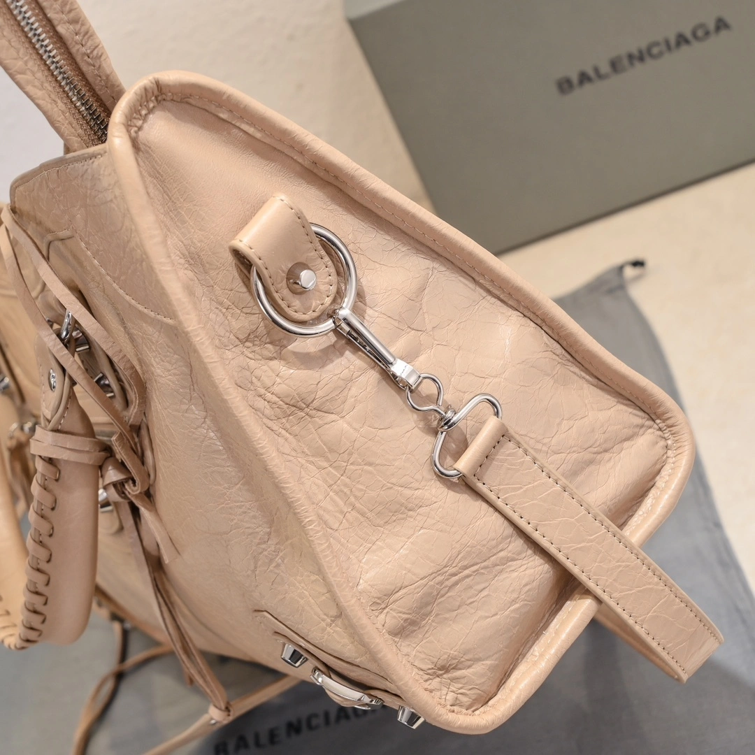 Precise copy Balenciaga 2024 Lie City Leather Motorcycle Bag