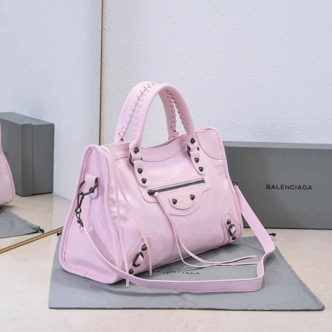 Real Balenciaga 2024 Lie City Motorcycle Bag - Vintage Chic Redefined