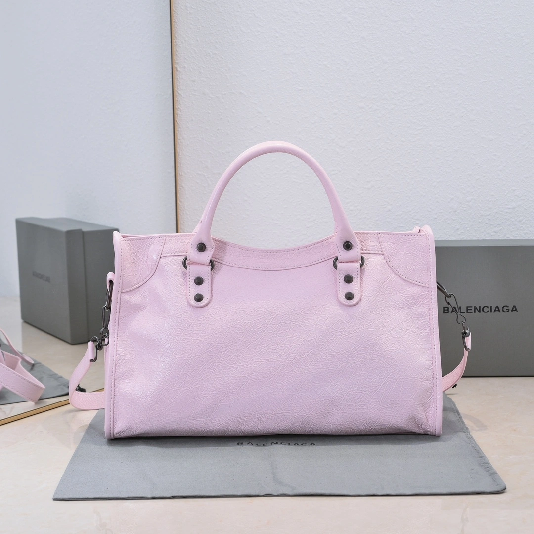 Real Balenciaga 2024 Lie City Motorcycle Bag - Vintage Chic Redefined