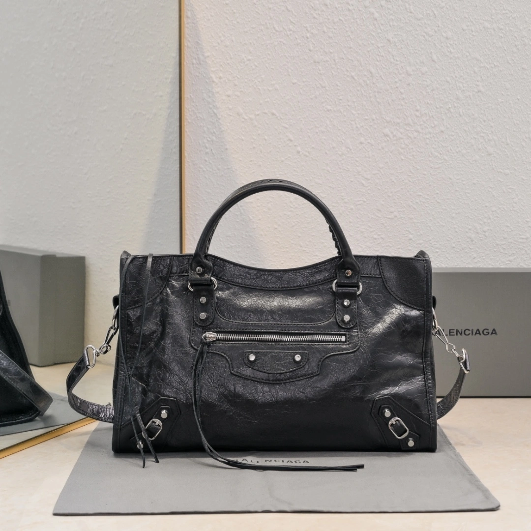 Balenciaga 2024 Lie City Motorcycle Bag - Vintage Chic Reimagined