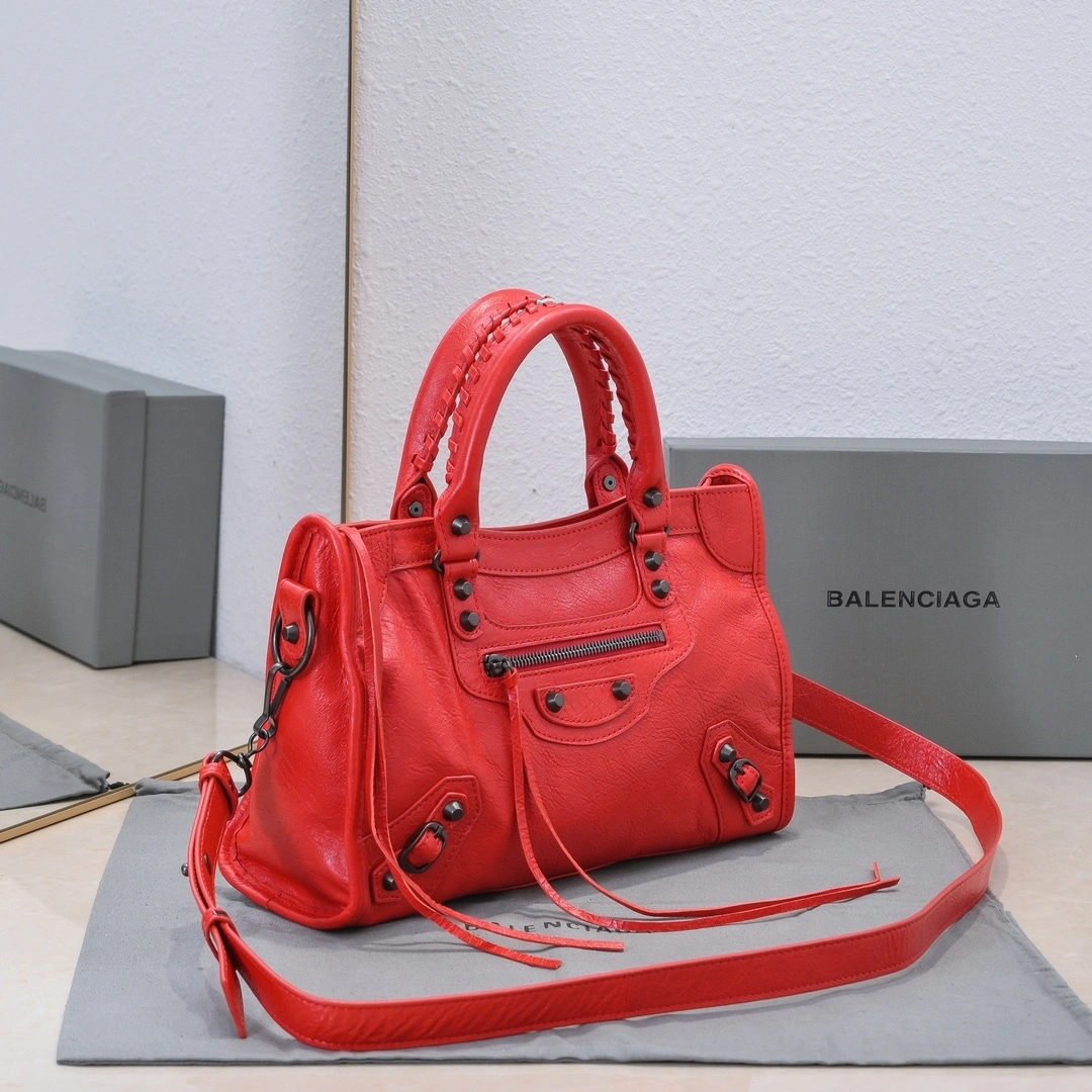 1:1 copy Balenciaga 2024 Lie City Retro Motorcycle Bag - Medium Size