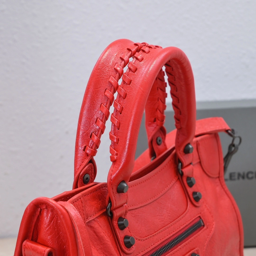 1:1 copy Balenciaga 2024 Lie City Retro Motorcycle Bag - Medium Size