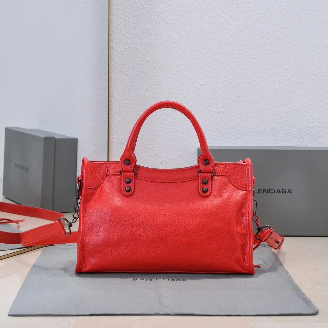 1:1 copy Balenciaga 2024 Lie City Retro Motorcycle Bag - Medium Size