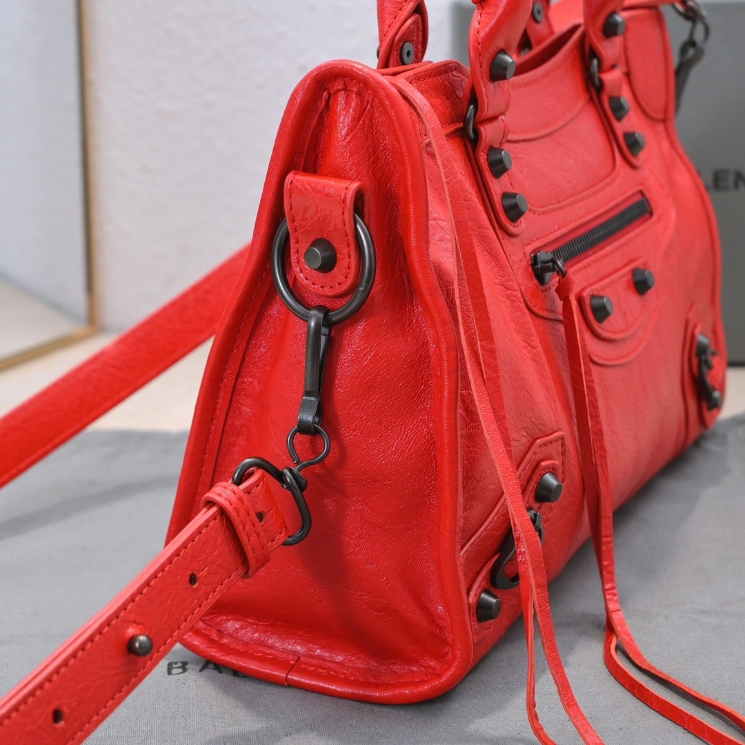 1:1 copy Balenciaga 2024 Lie City Retro Motorcycle Bag - Medium Size