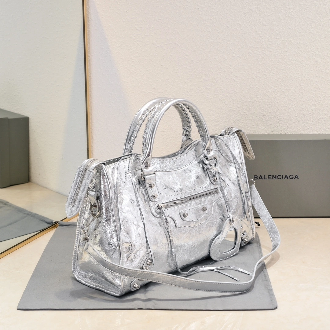 Accurate model Balenciaga 2024 Lie City Studded Motorcycle Bag - Medium Size