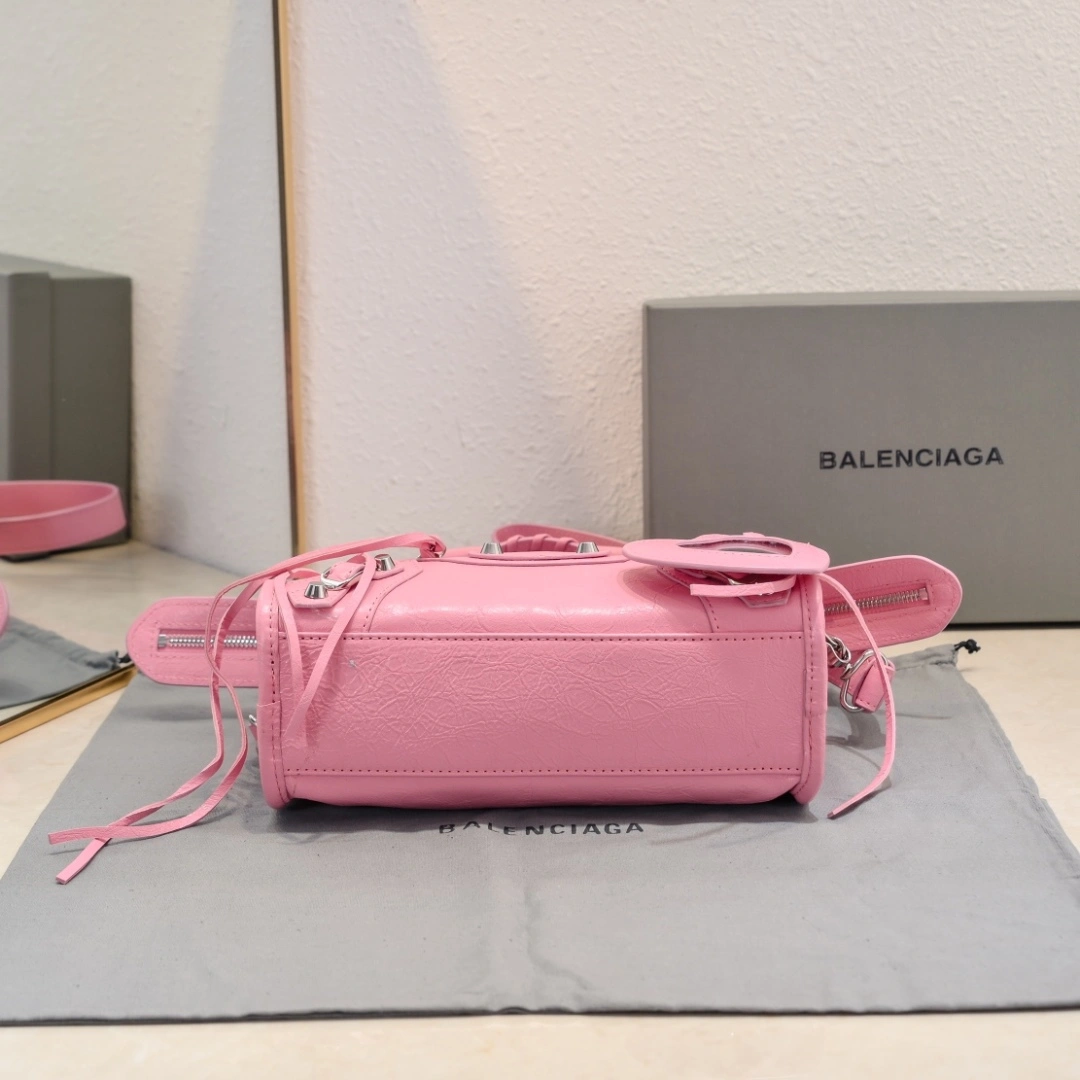 Brand-authenticated Balenciaga 2024 Lie City Studded Motorcycle Bag