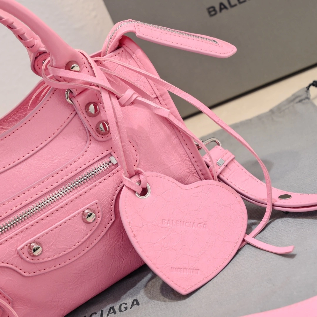 Brand-authenticated Balenciaga 2024 Lie City Studded Motorcycle Bag