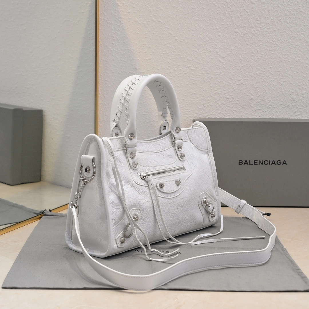 Real Balenciaga 2024 Lie City Studded Motorcycle Bag