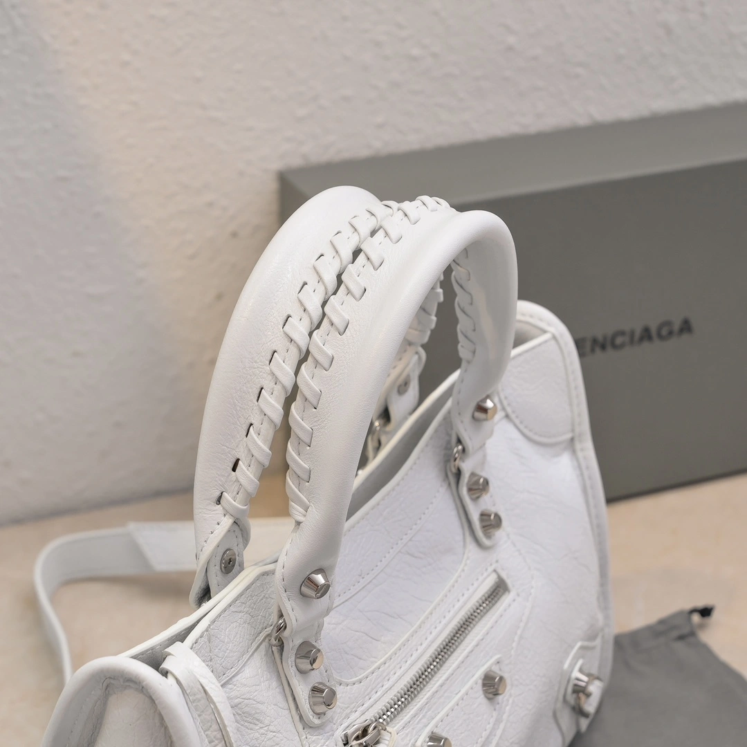 Real Balenciaga 2024 Lie City Studded Motorcycle Bag