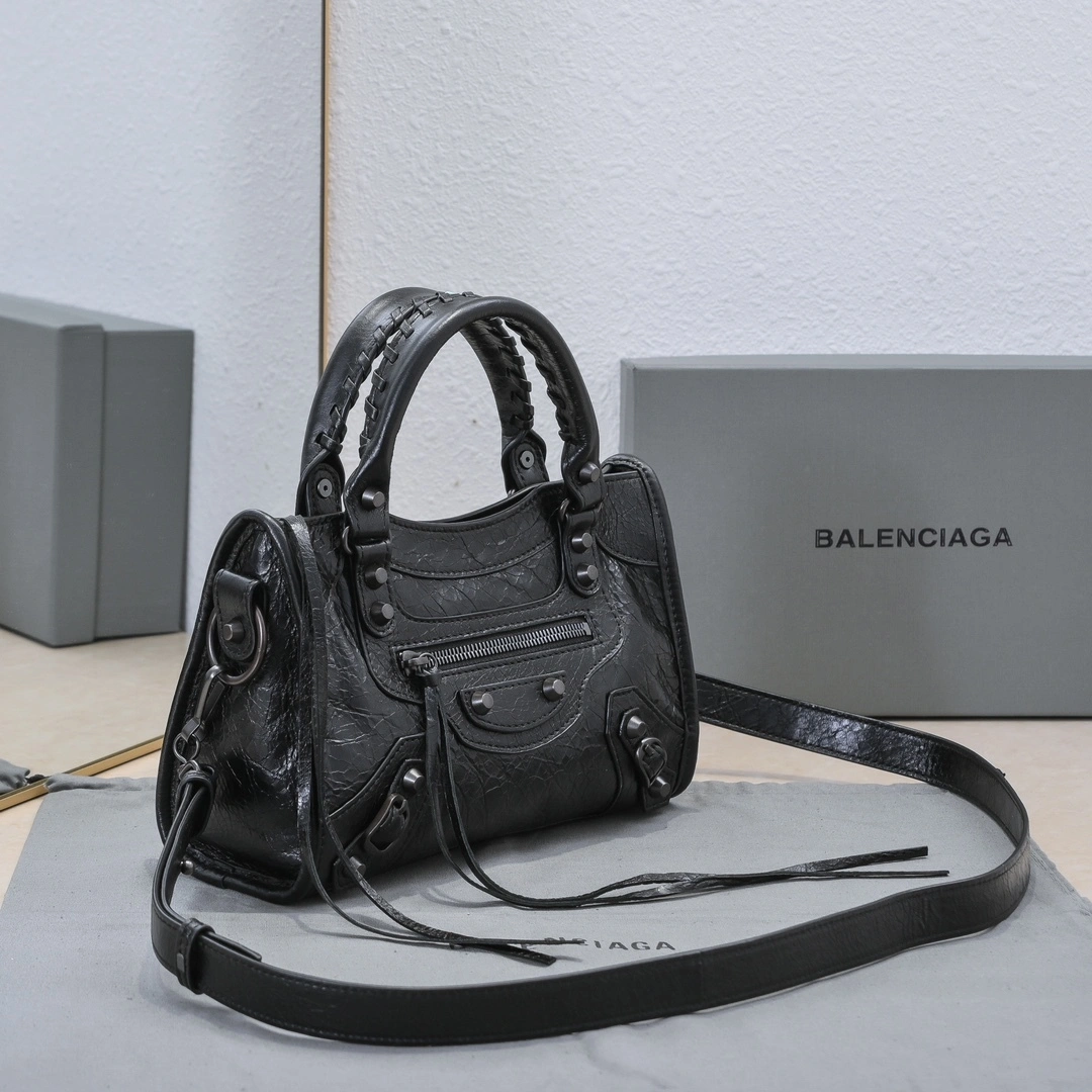Inexpensive Balenciaga 2024 Lie City Studded Motorcycle Bag